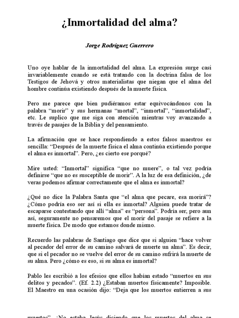 Inmortalidad Del Alma | PDF | Alma | Inmortalidad