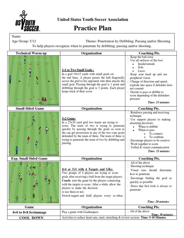 U12 - Penetration - Dribbling, Passing and Shooting | PDF