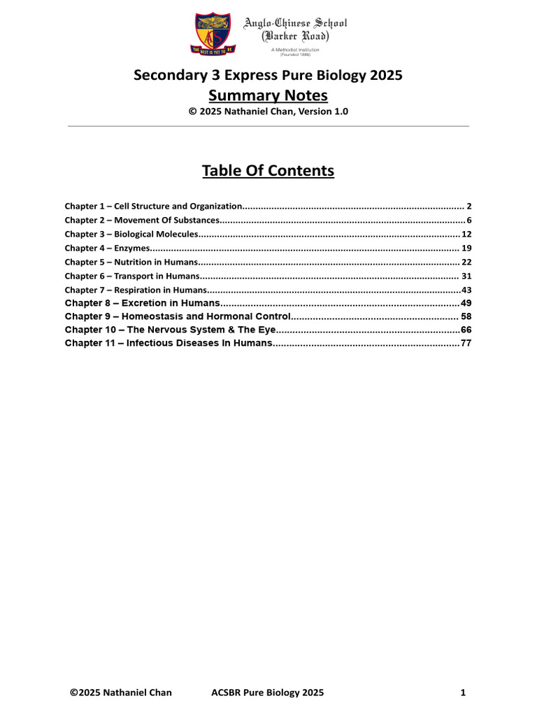 S3 EXP Biology 2025 Summary Notes V1.0 - Google Docs (2) | PDF ...