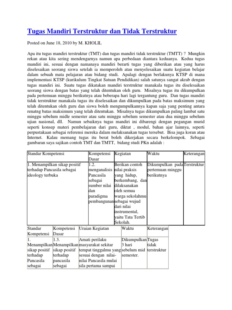 Tugas Mandiri Terstruktur Dan Tidak | PDF | Karier & Perkembangan | Ilmu Sosial