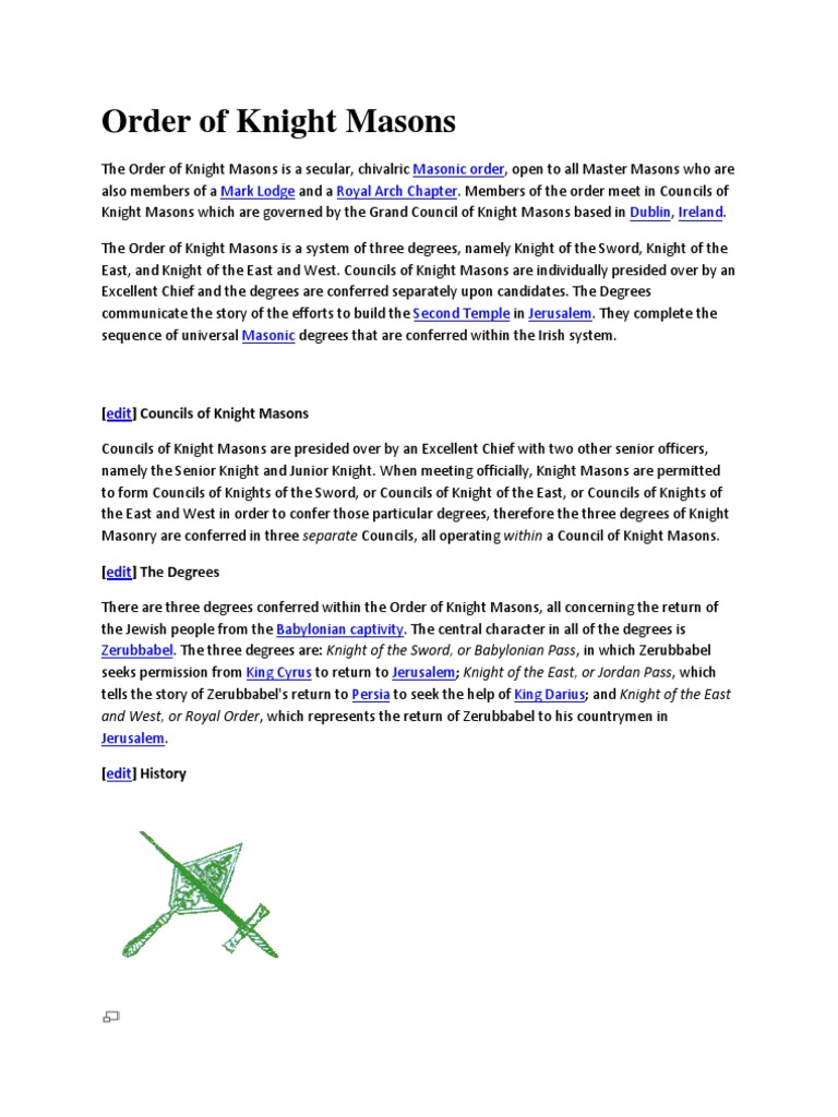 Order of Knight Masons | Freemasonry | Fraternities