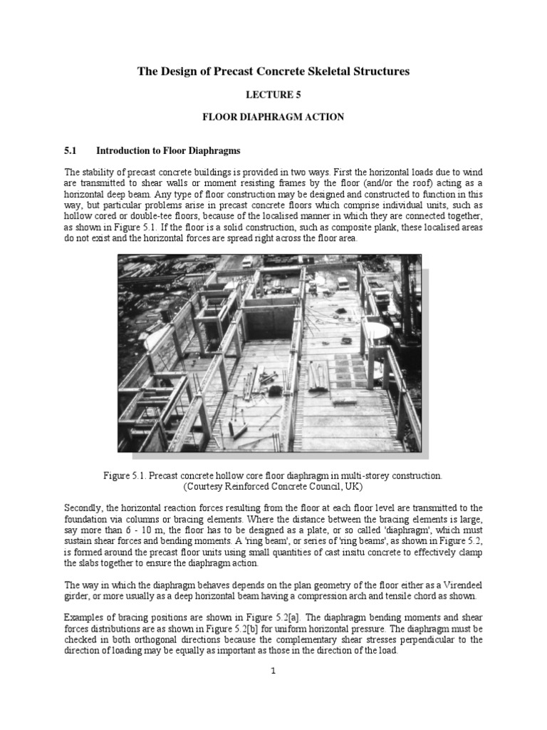 Precast Concrete Floor Diaphragm Design | PDF | Bending | Beam (Structure)