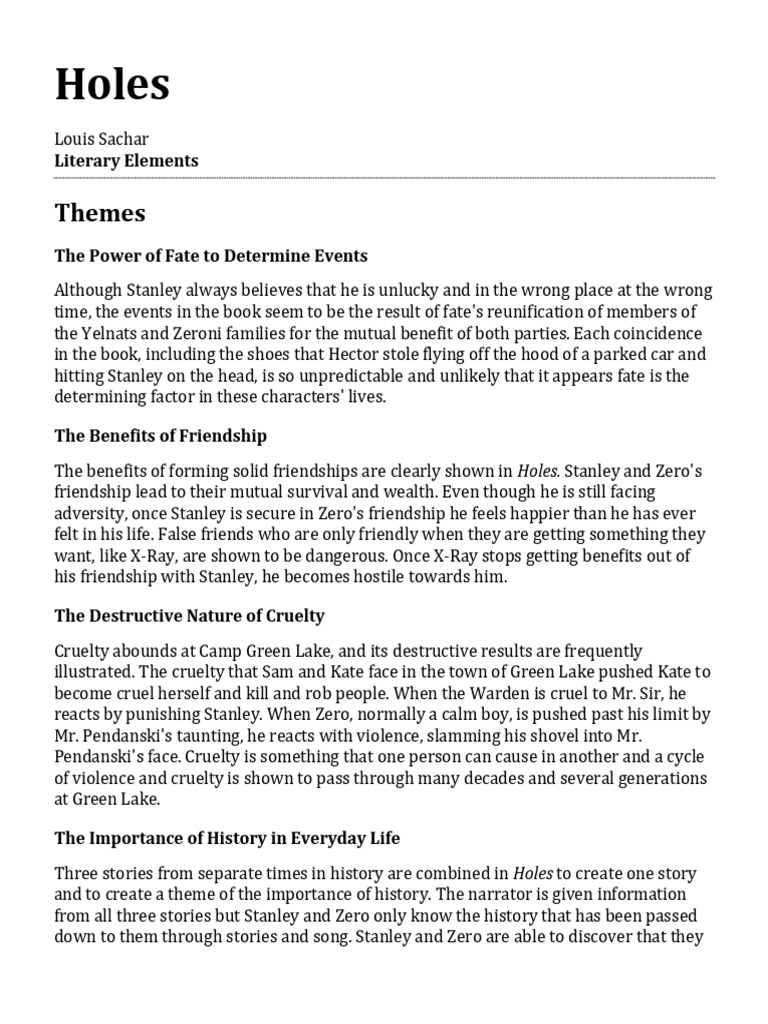 Themes in Holes | PDF
