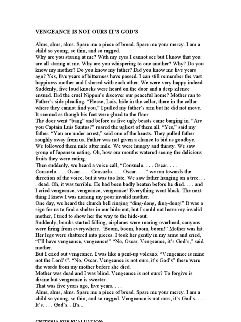 Vengeance is Not Ours It