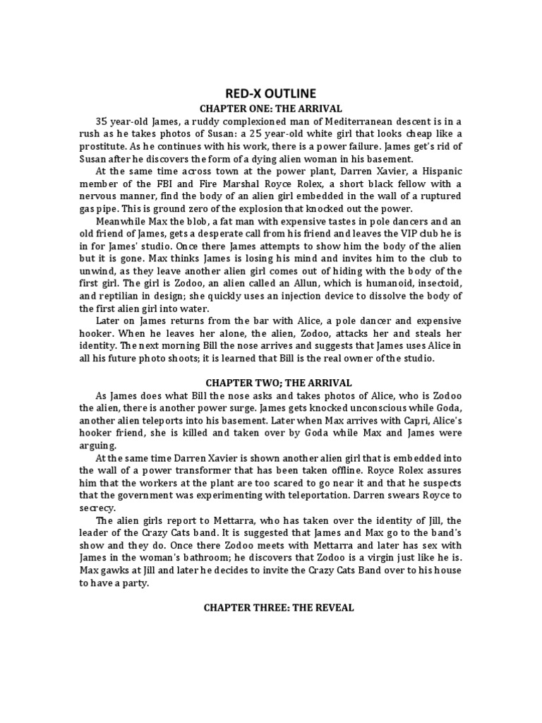 Red-X Outline: Chapter One: The Arrival | PDF | Outer Space | Espionage