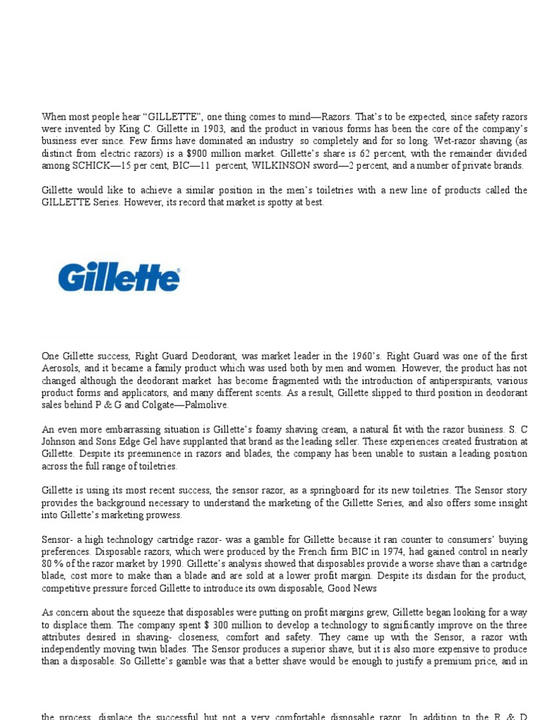 Case Studies Gillette | PDF | Shaving | Razor