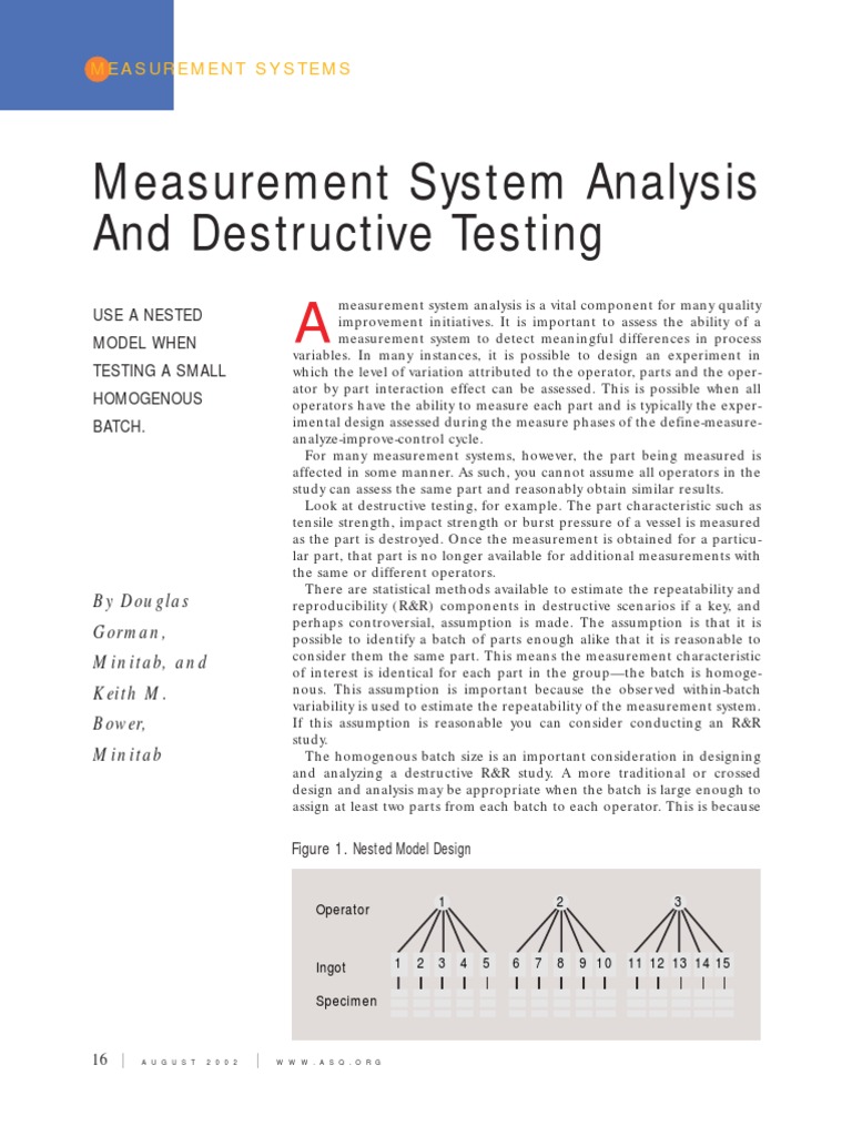 MSA & Destructive Test | PDF | Experiment | Standard Deviation