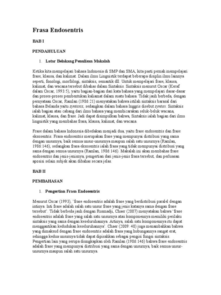 Frasa Endosentris: Jenis & Contoh | PDF | Seni & Disiplin Bahasa