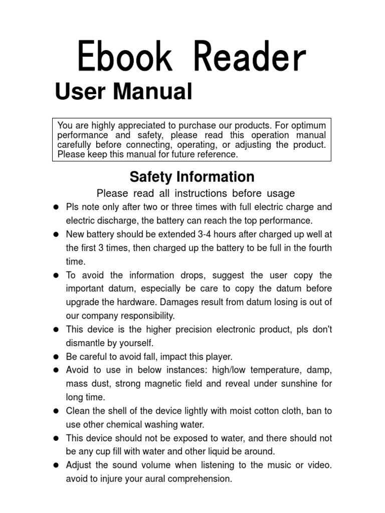 User Manual: Safety Information | PDF | Interface (Computing) | E Books