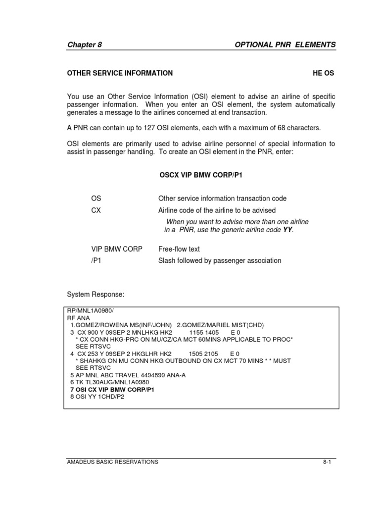Amadeus OSI and PNR Management Guide | PDF | Aviation | Industries