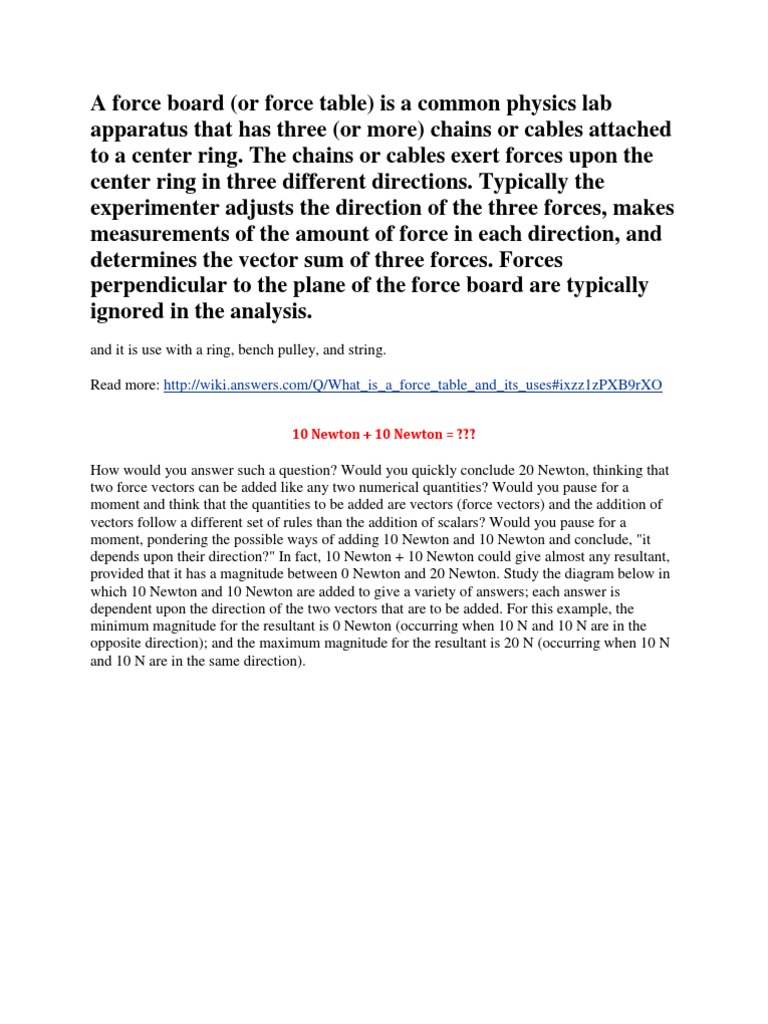 A Force Board | PDF | Force | Euclidean Vector