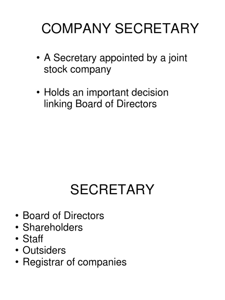 Company Secretary | PDF | Board Of Directors | Secretary