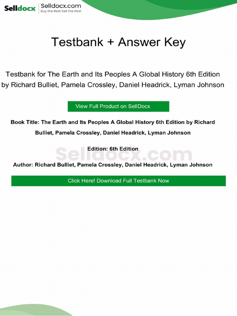 Testbank for the Earth and Its Peoples a Global History 6th Edition by ...