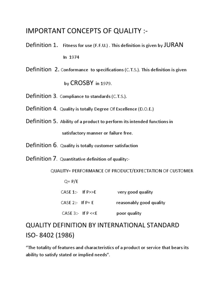 Key Quality Concepts Explained | PDF