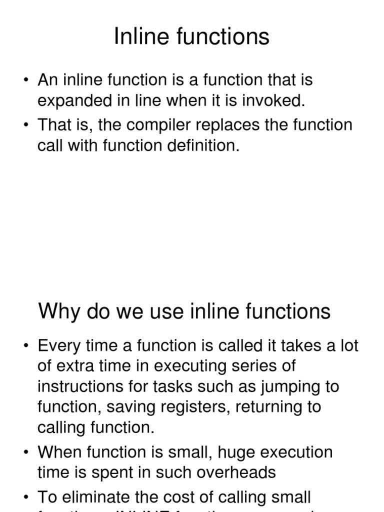 Inline Functios | PDF | Subroutine | Parameter (Computer Programming)