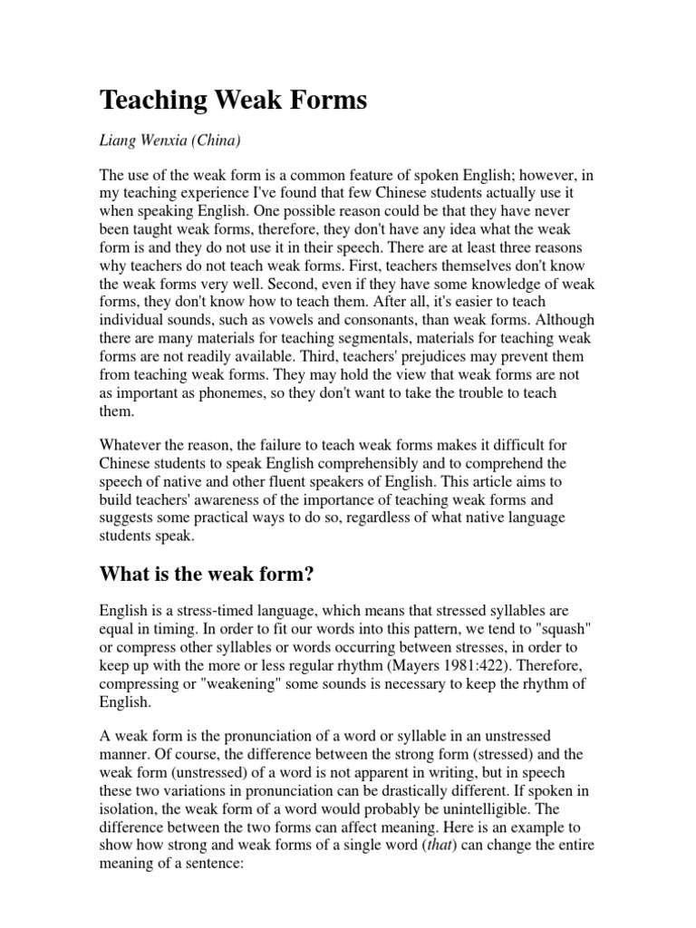 Weak Forms | Stress (Linguistics) | English Language