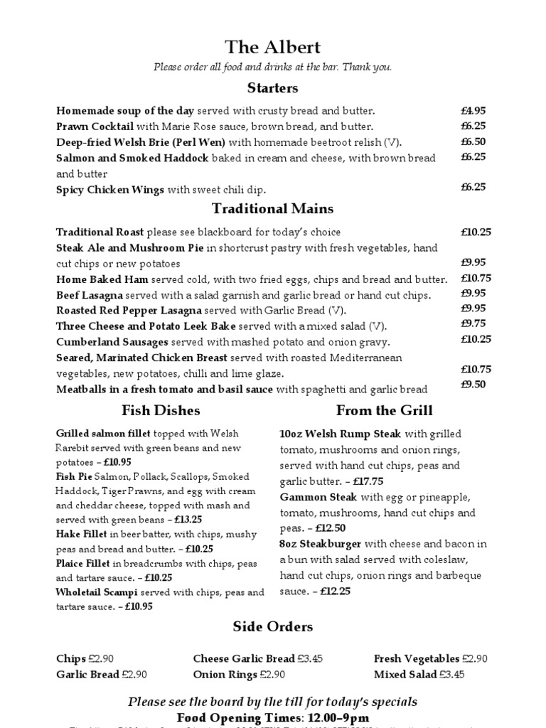 Albert Menu | PDF | French Fries | Sausage