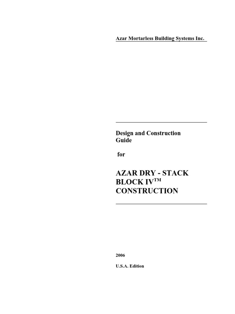 Azar Design Construction Guide Usa | PDF | Strength Of Materials | Masonry
