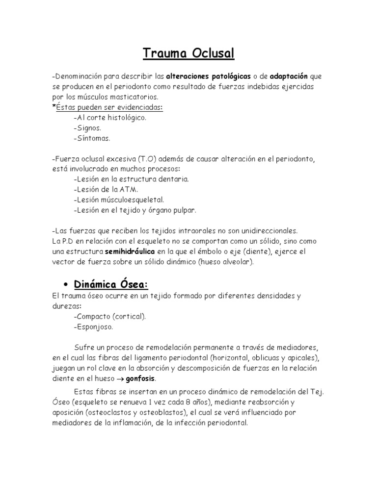 Trauma Oclusal | PDF | Diente humano | Lesión