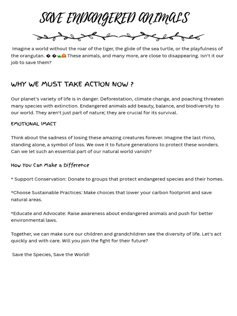 Save Endangered Animals | PDF