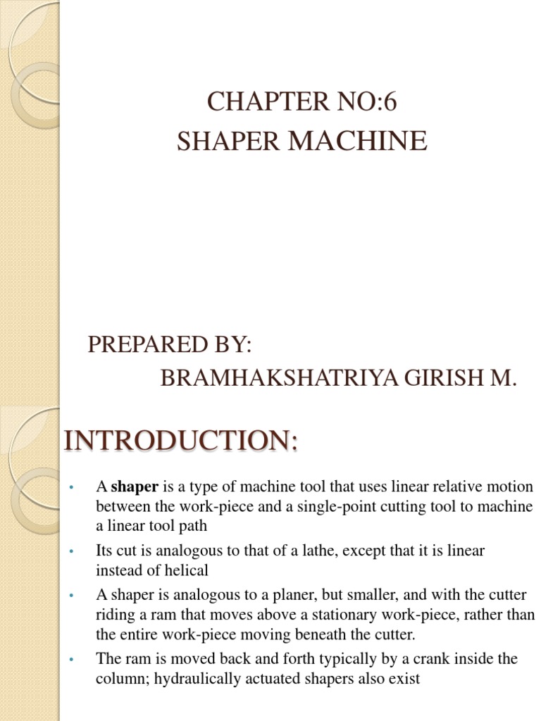A Comprehensive Overview of Shaper Machine Types, Components ...
