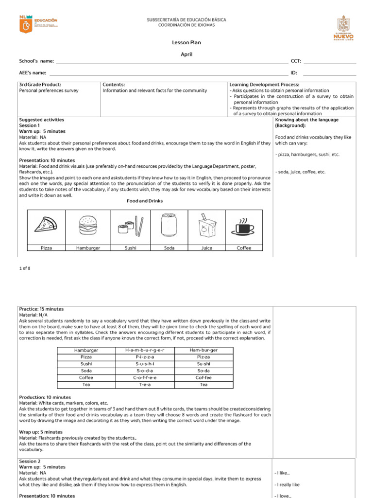 3rd Grade Lesson Plan April | PDF