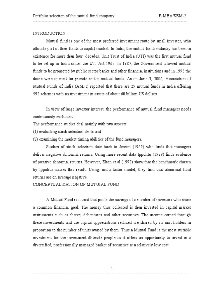 Company Profile Mutual Fund | PDF | Mutual Funds | Investment Management