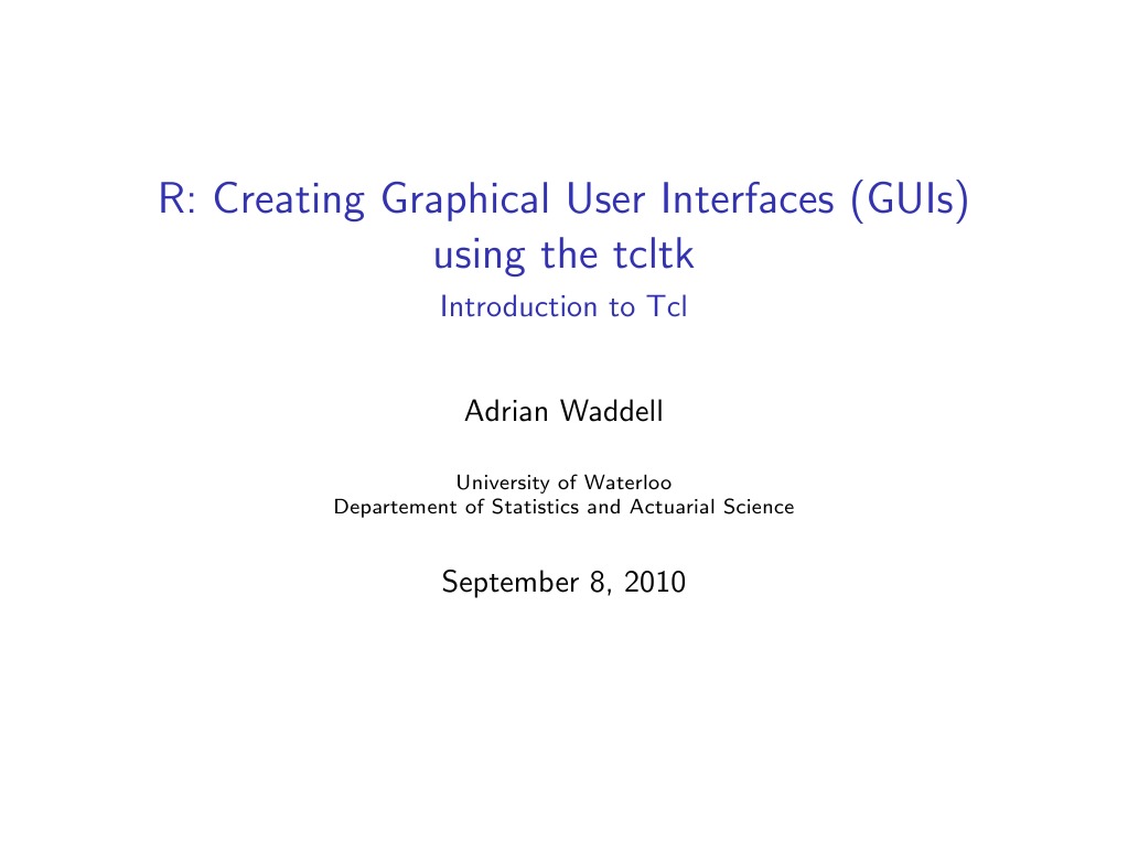 R Creating Graphical User Interfaces Guis Using The Tcltk Pdf R Programming Language