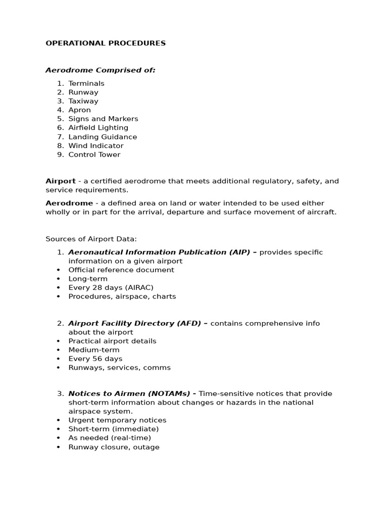 Operational Procedures Reviewer | PDF | Airport | Runway