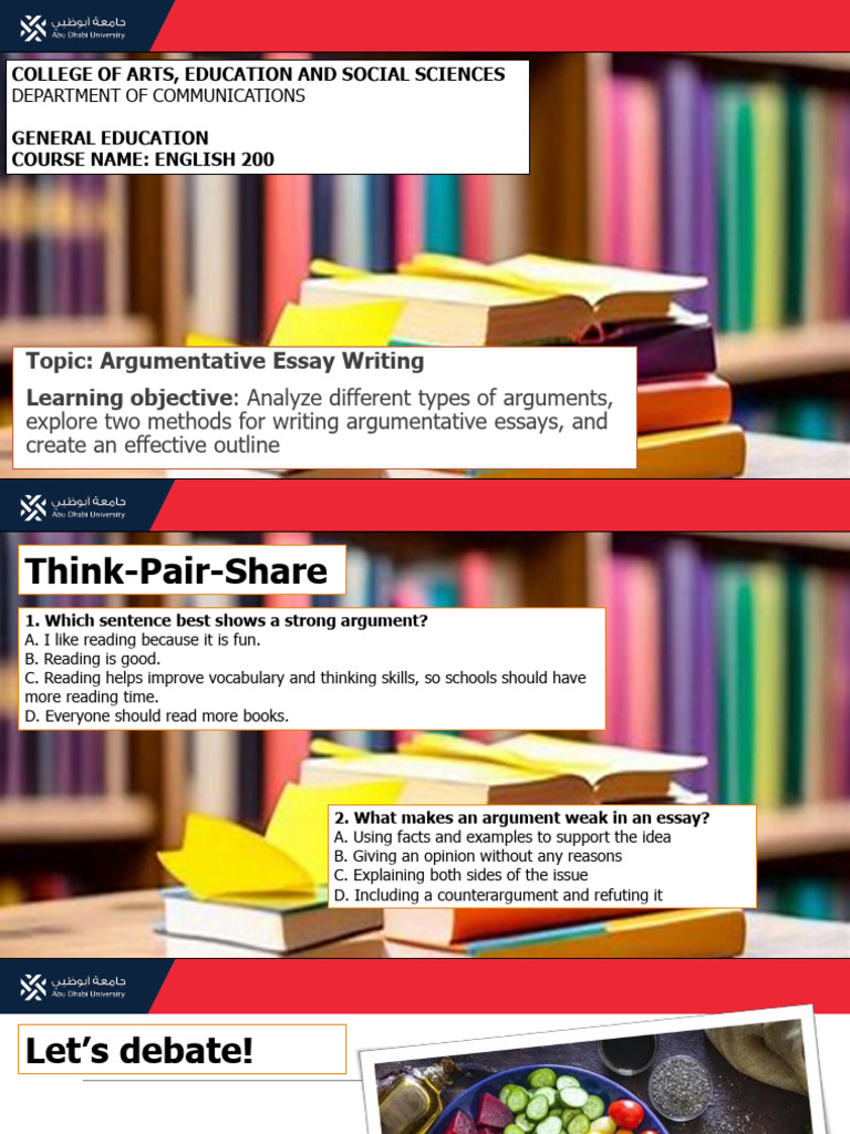 13.1.1.argumentative Essay Outline Writing | PDF | Educational ...