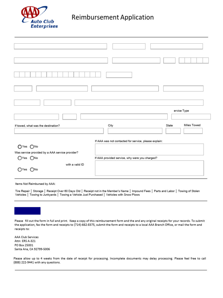 AAA Reimbursement Form for ACE | PDF
