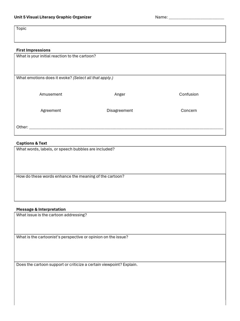 Visual Literacy Graphic Organizer (1) | PDF