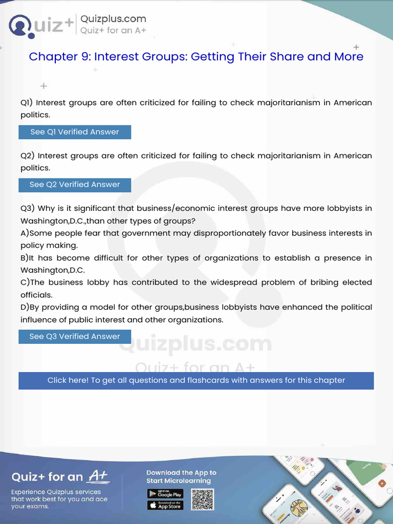 Interest Groups Are Often Criticized for Failing to Check ...