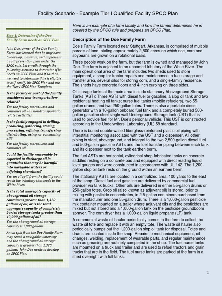 SPCC Sample Plan | PDF | Oil Spill | Heating Oil
