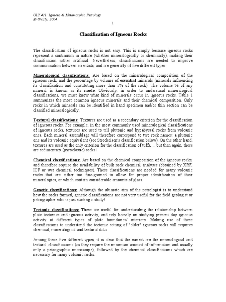 Classification of Rock | PDF