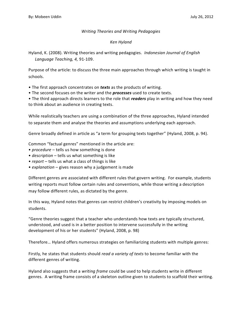 Genre Theory in Writing | PDF | Genre | Language Education