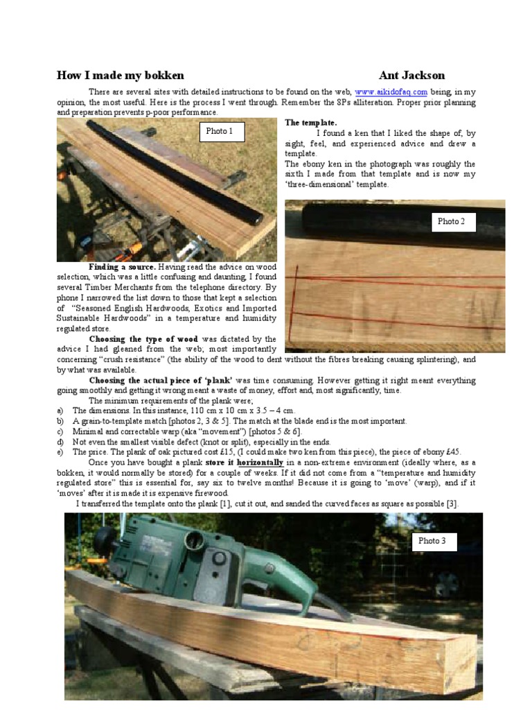 How To Make A Bokken 4 Pages | PDF | Blade | Wood