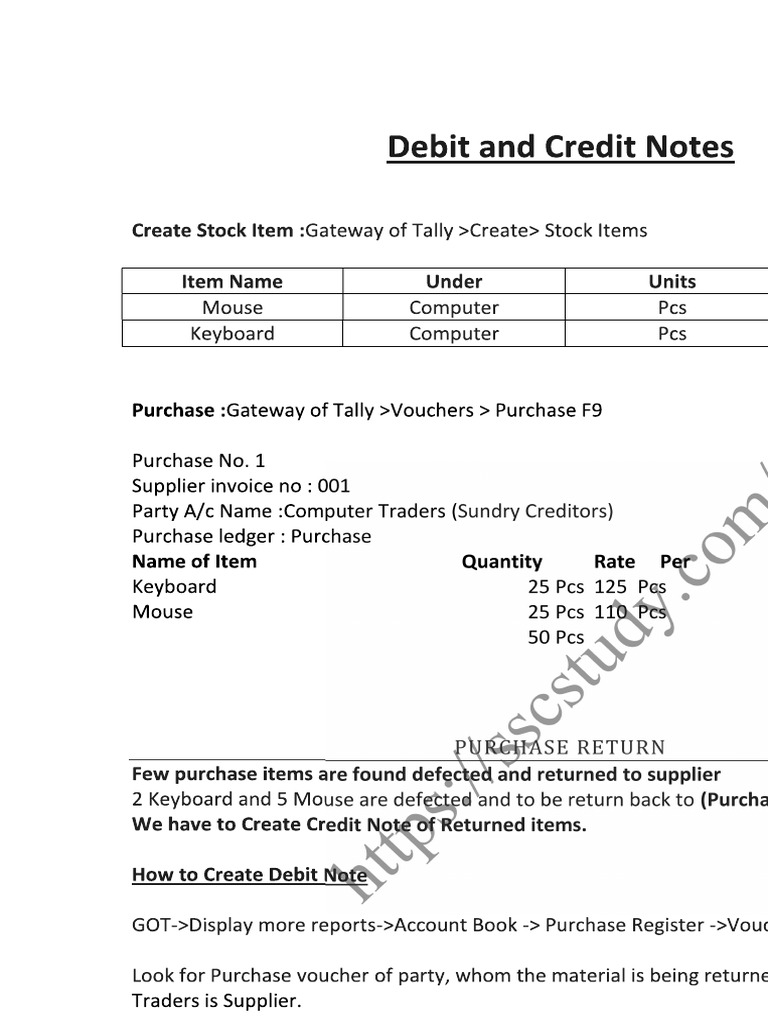 Debit Note and Credit Notes | PDF