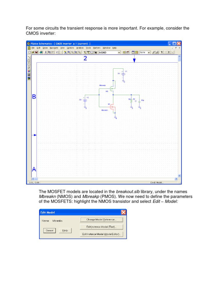 Cmos Inverter Cicuit Using Pspice | PDF | Cmos | Electrical Network