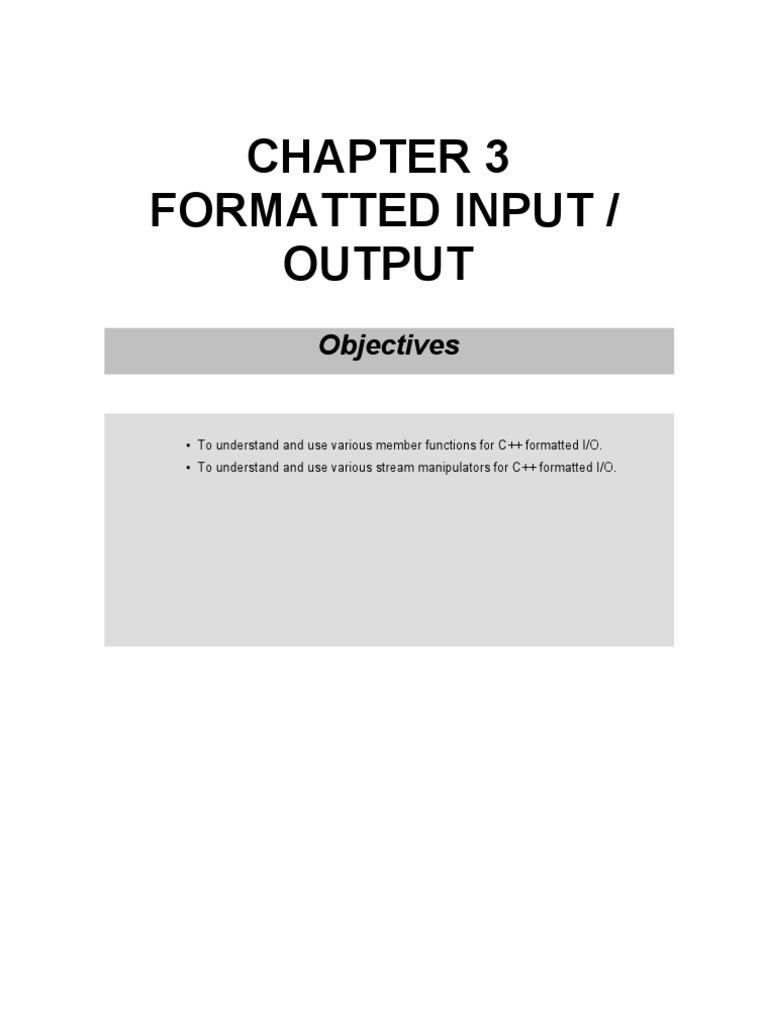 Formatted Input / Output | Download Free PDF | C++ | Computer Programming