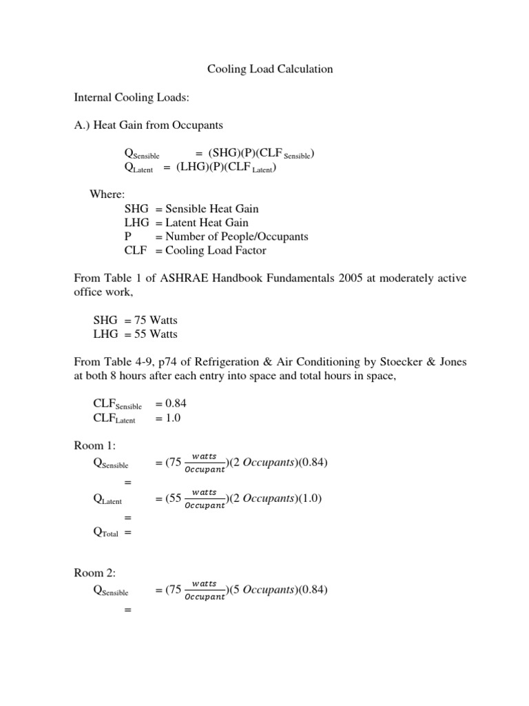 Cooling Load Calculation | PDF | Air Conditioning | Engineering ...