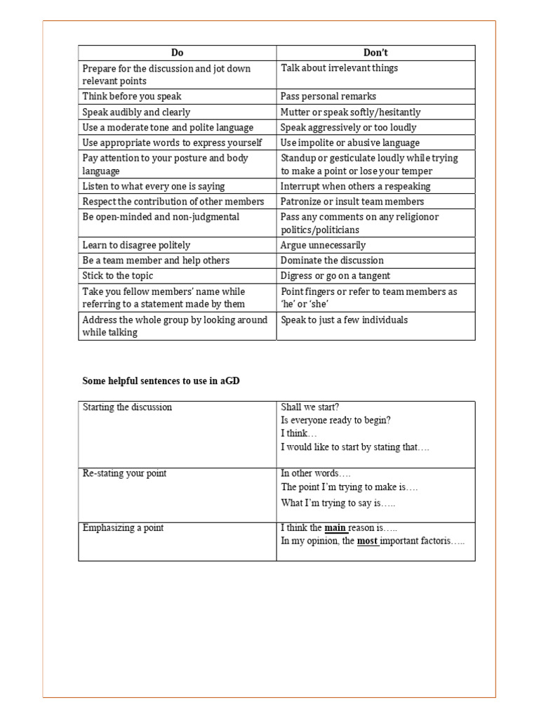 Group Discussion Handout | PDF