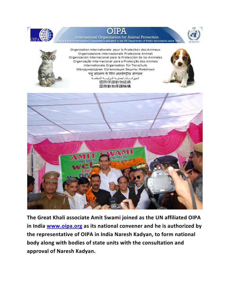OIPA India Welcomes Amit Swami | PDF | Self-Improvement