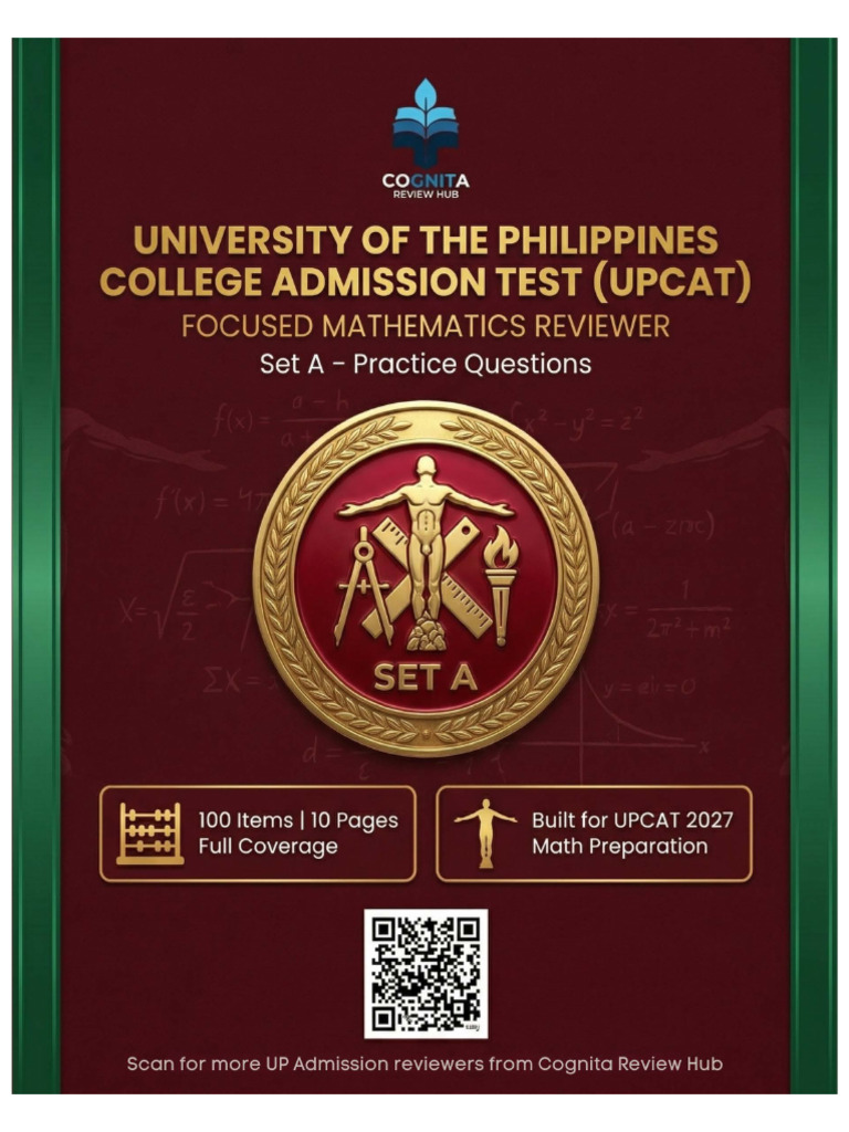 UPCAT Mathematics Reviewer 2027 – 100 Practice Questions for Focused ...
