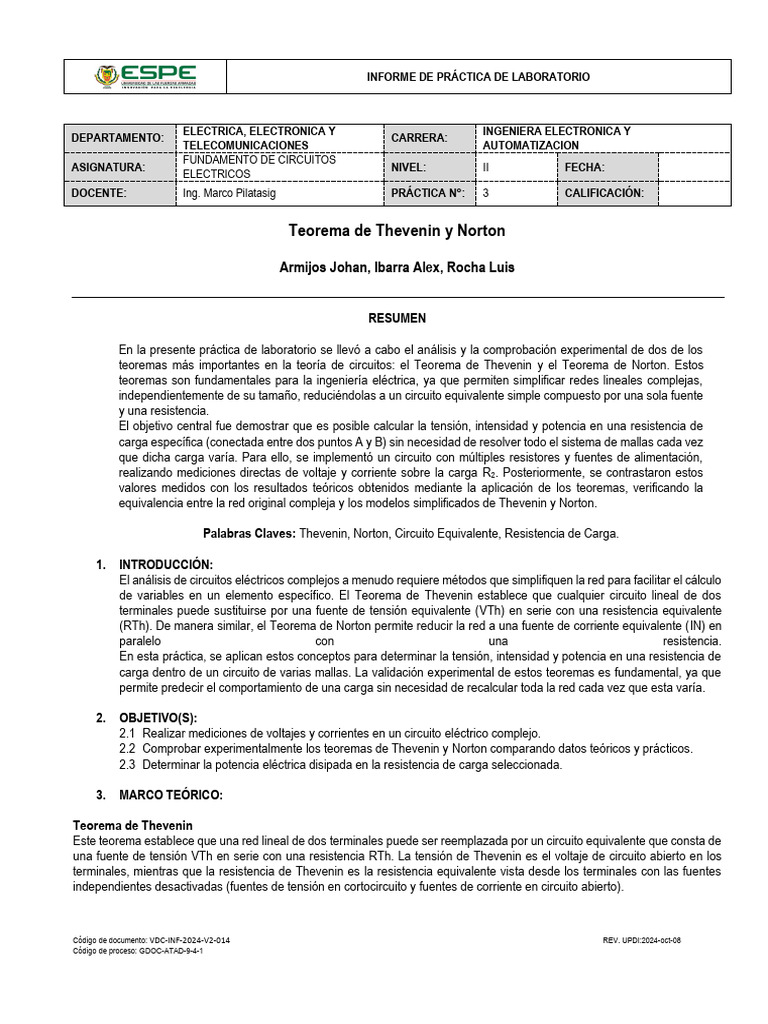 INF3_P3_Circuitos | PDF | Red eléctrica | Resistencia Eléctrica y ...