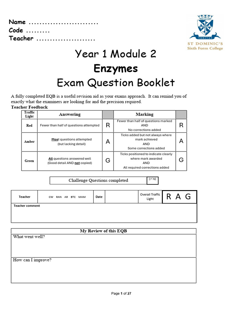 Enzymes Questions 2025 | PDF | Catalase | Enzyme