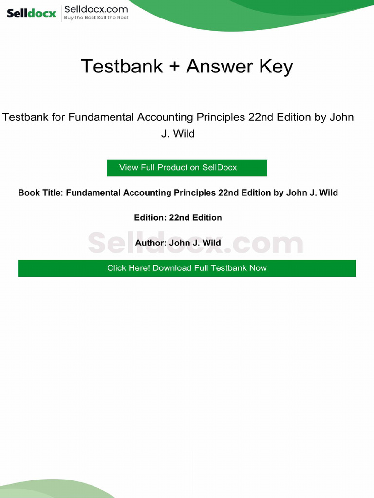 Fundamental Accounting Principles 22nd Edition Testbank | PDF | Debits ...