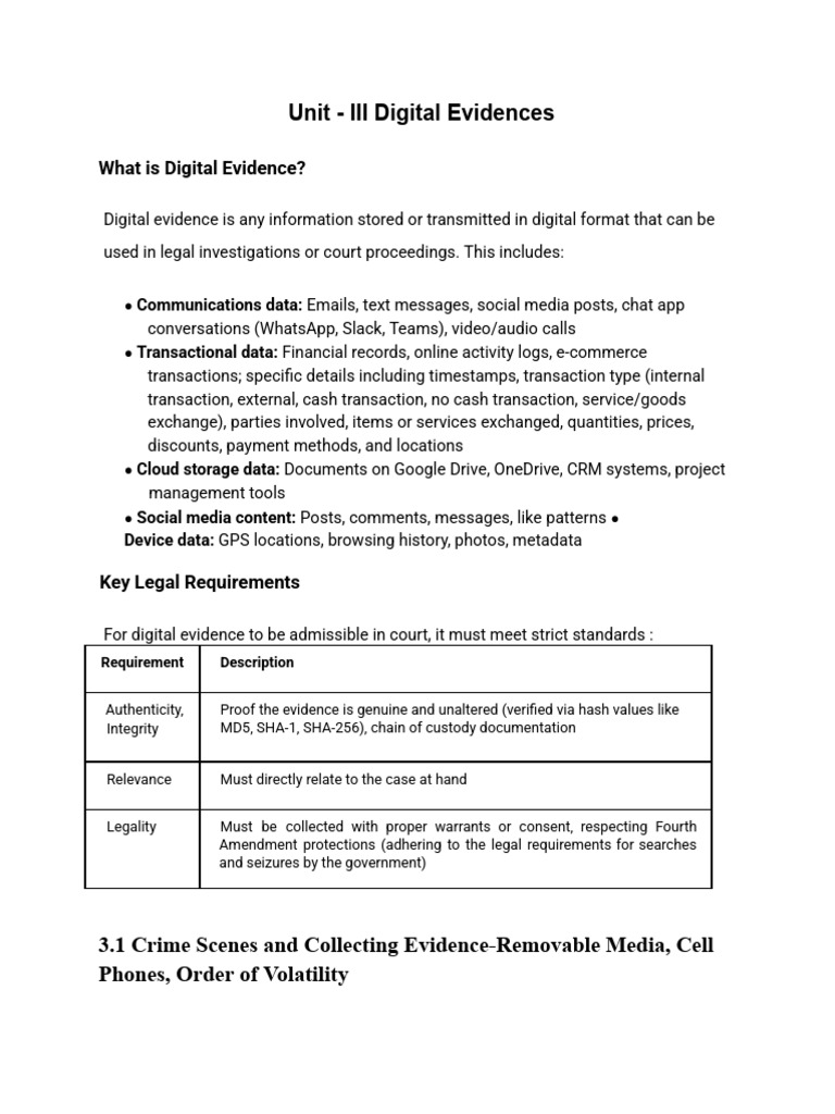 Unit - III Digital Evidences V3 | PDF | Computer Data Storage | Digital ...