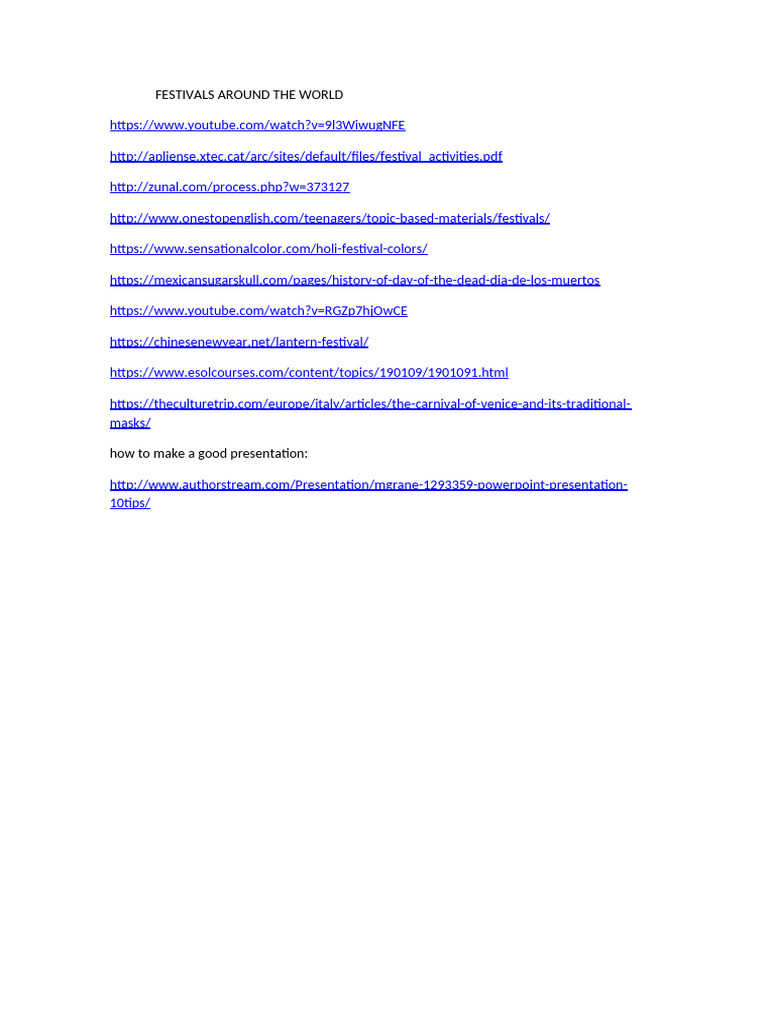 Festivals Around the World | PDF