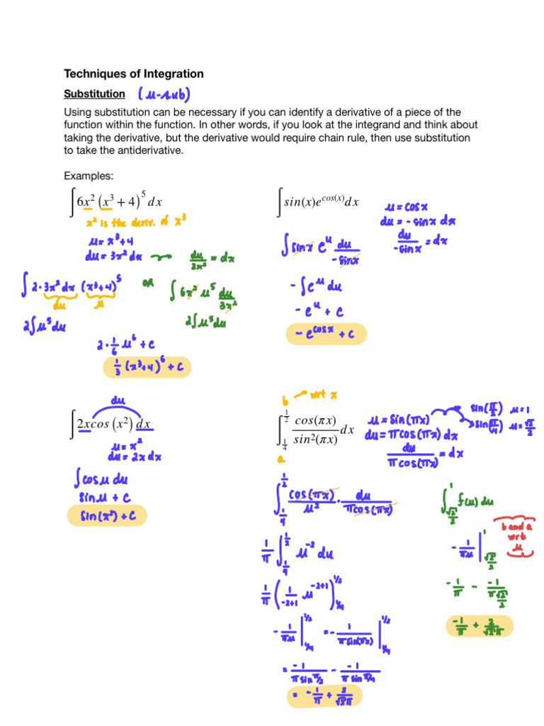 Integration Techniques | PDF | Trigonometric Functions | Calculus